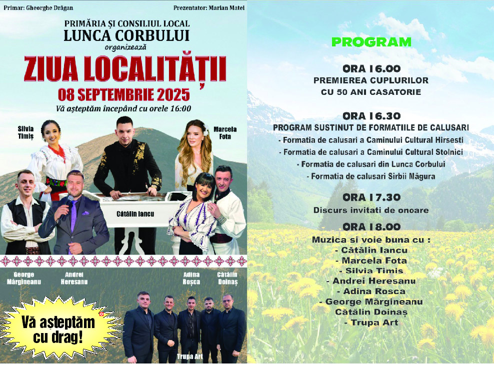 TRADITIE SI BUCURIE LA LUNCA CORBULUI-8 SEPTEMBRIE ZIUA COMUNEI ...